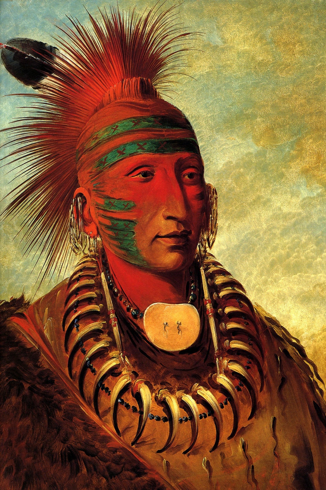 Shon Ta Yi Ga Little Wolf A Famous Warrior 1844 Iowa Indian Portrait ...