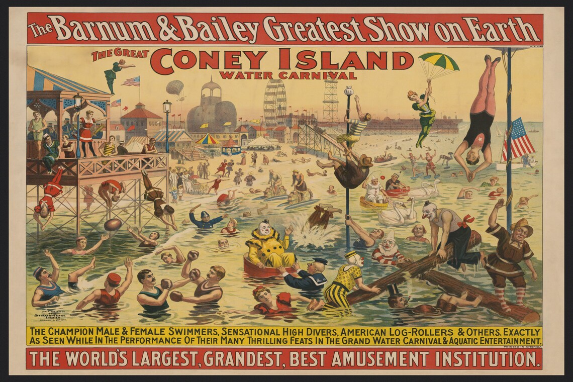 Great Coney Island Water Carnival New York City Brooklyn Neighborhood ...