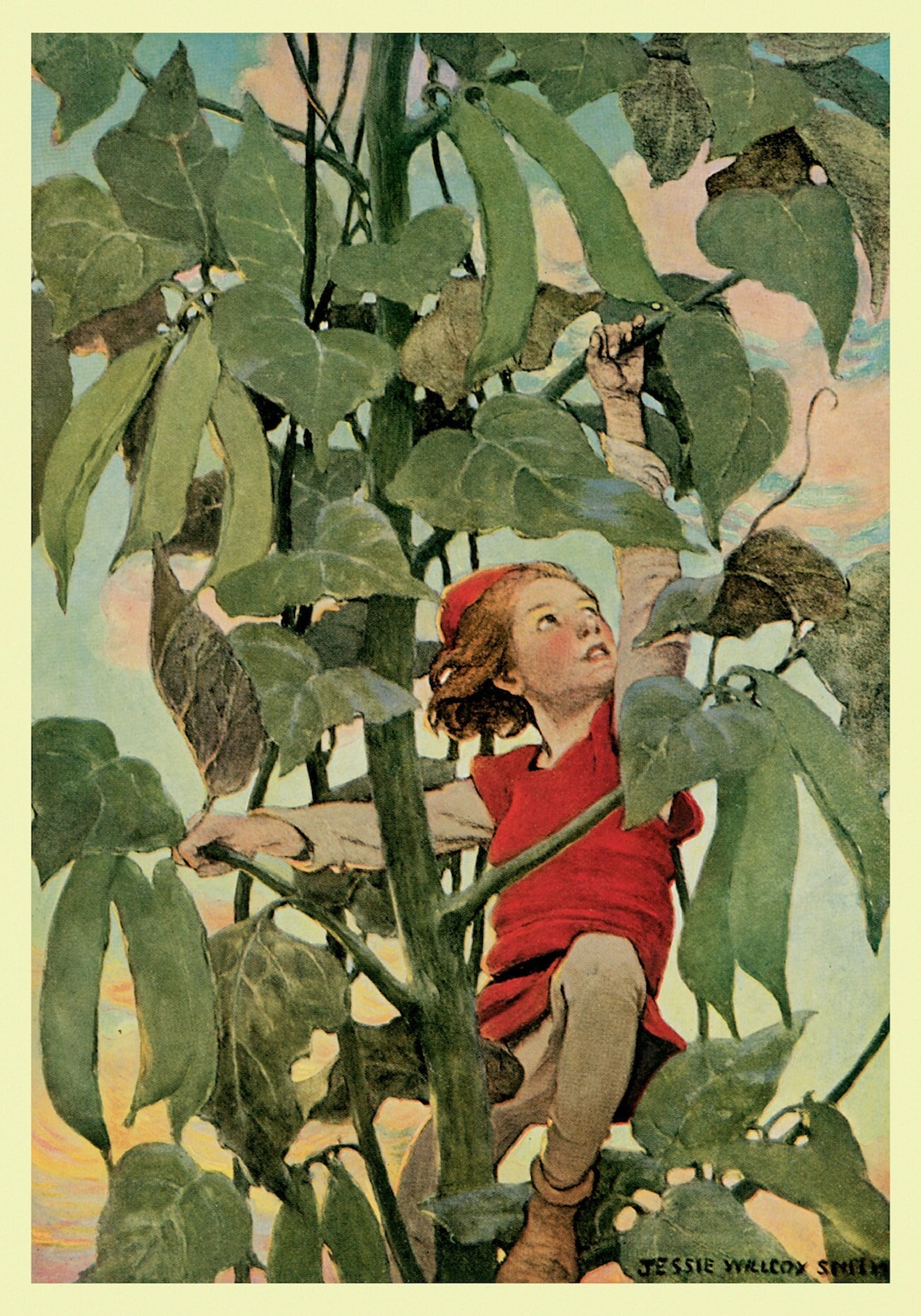 Poster Jack and the Magic Beans Boy Climbing the Beanstalk Fairy Tale ...