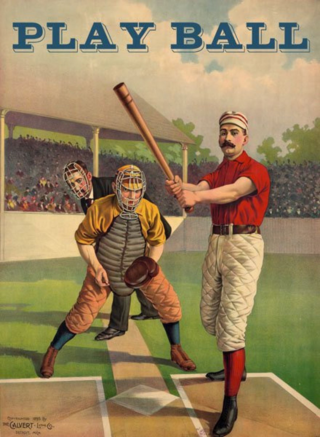 Baseball Players Pitcher and Catcher Play Ball American Sport Vintage ...