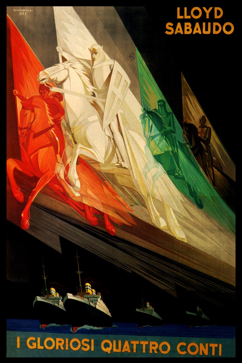 Lloyd Sabaudo Italian Shipping Liine Four Knights Rider Horse Steam ...