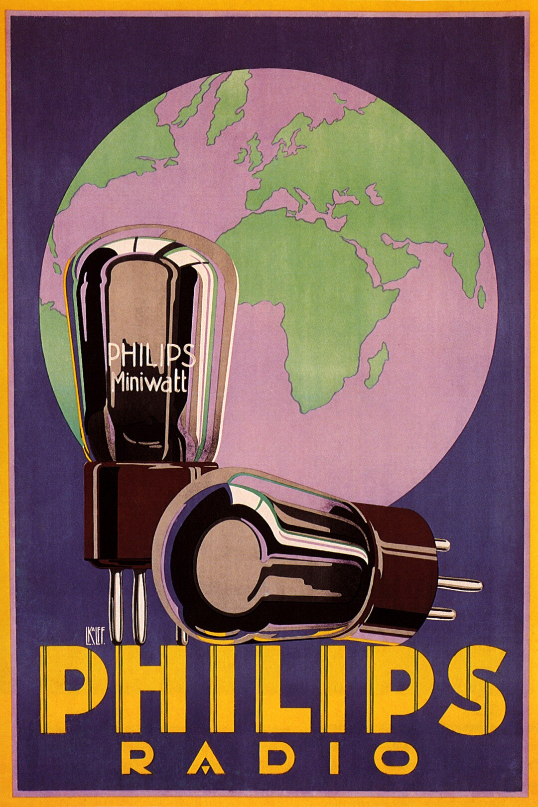 Poster Globe Philips Radio Miniwatt Tube Amplifier Audio Vintage Poster ...