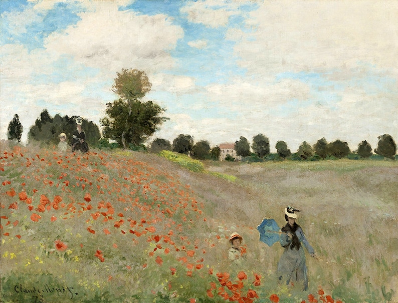 Claude Monet Mother Child Umbrella Flowers Poppy Field Amazing Quality ...