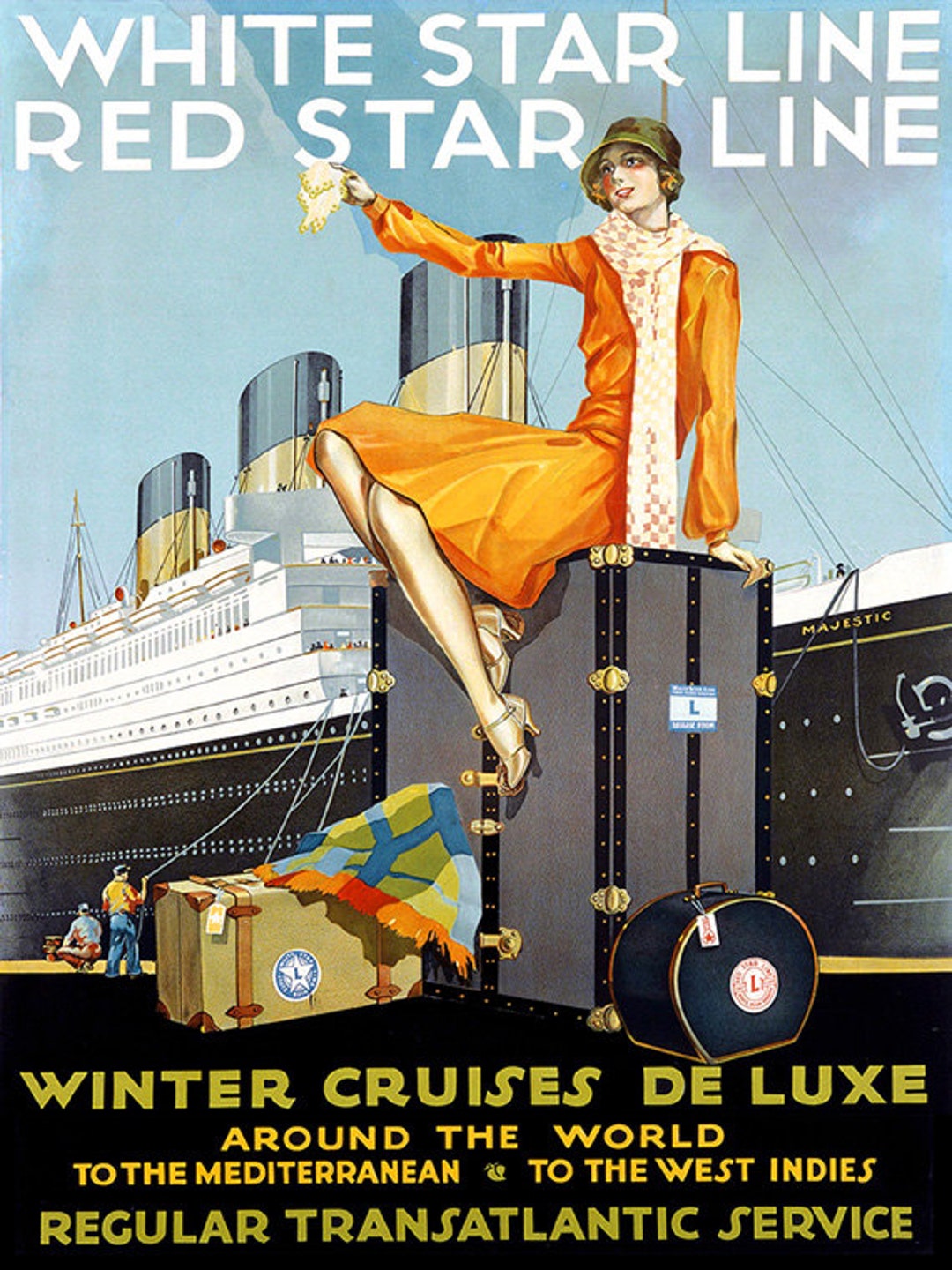 Ship White Red Star Line Steamboat Winter Cruises De Luxe Around the ...