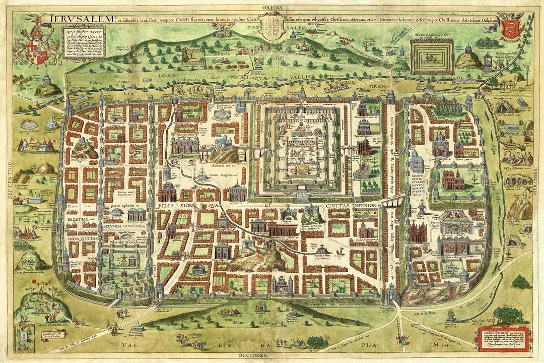 1584 Map Jerusalem and Its Suburbs as It Flourished in the Time of ...