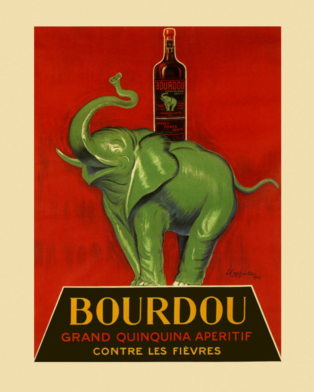 Bar 16 X 20 Green Elephant Bottle Bourdou Grand Quinquina Aperitif by ...