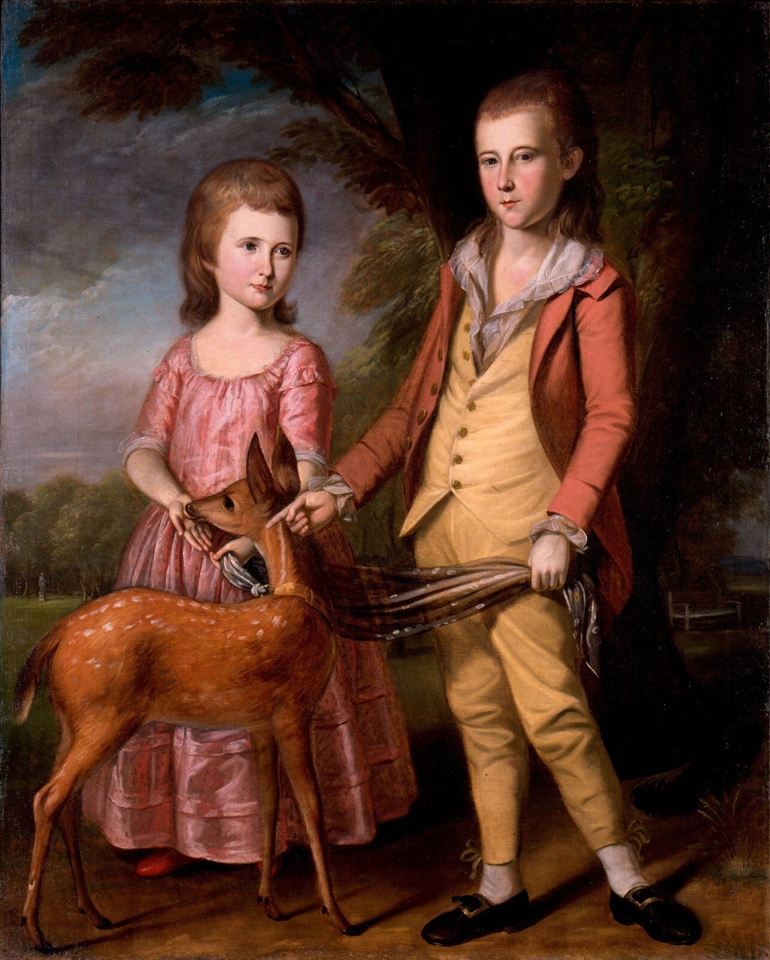 Portrait of the Stanly Children Boy and Girl With Little Deer 1782 ...