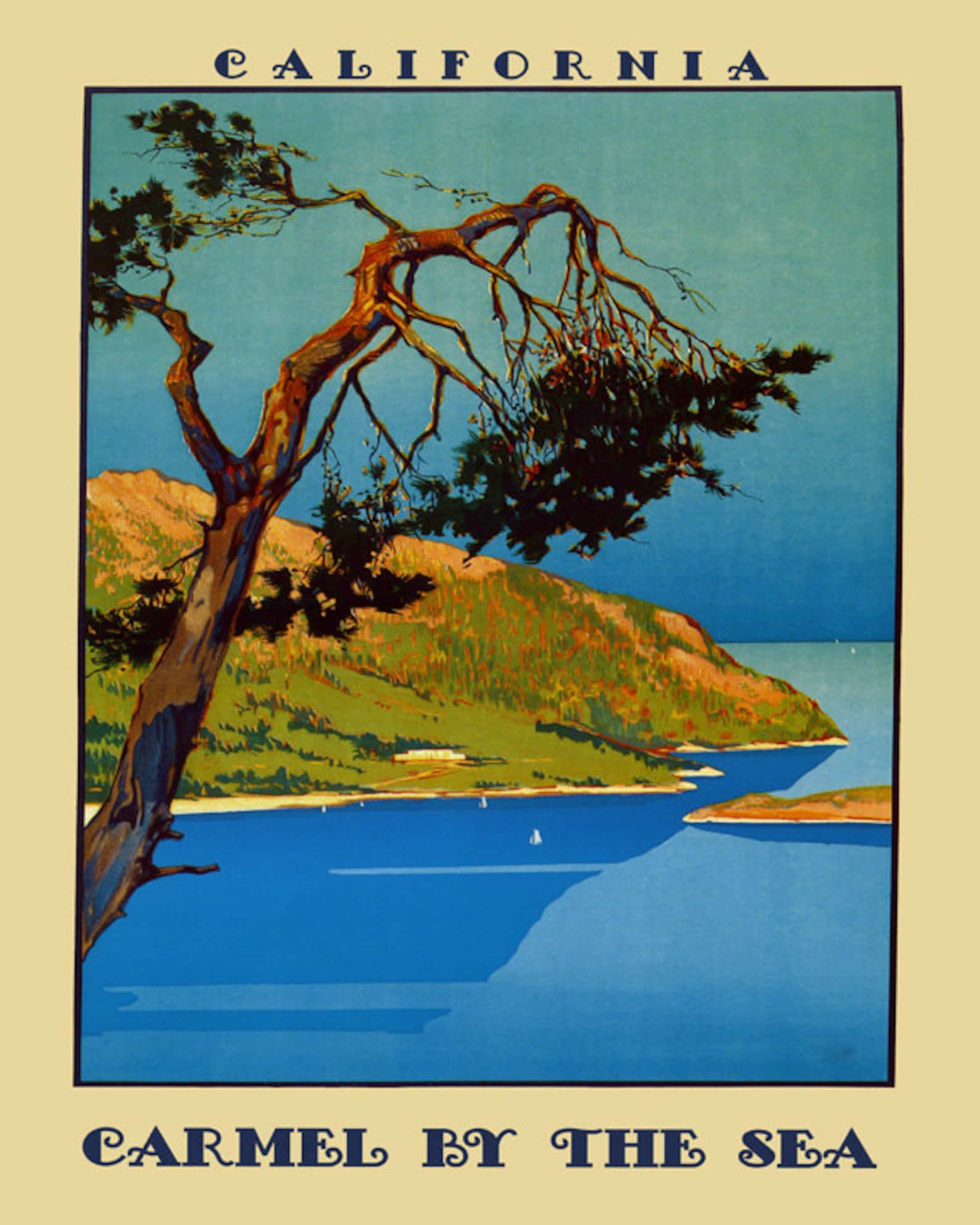 California 16"x20" Carmel by the Sea Beaches American Usa Travel ...