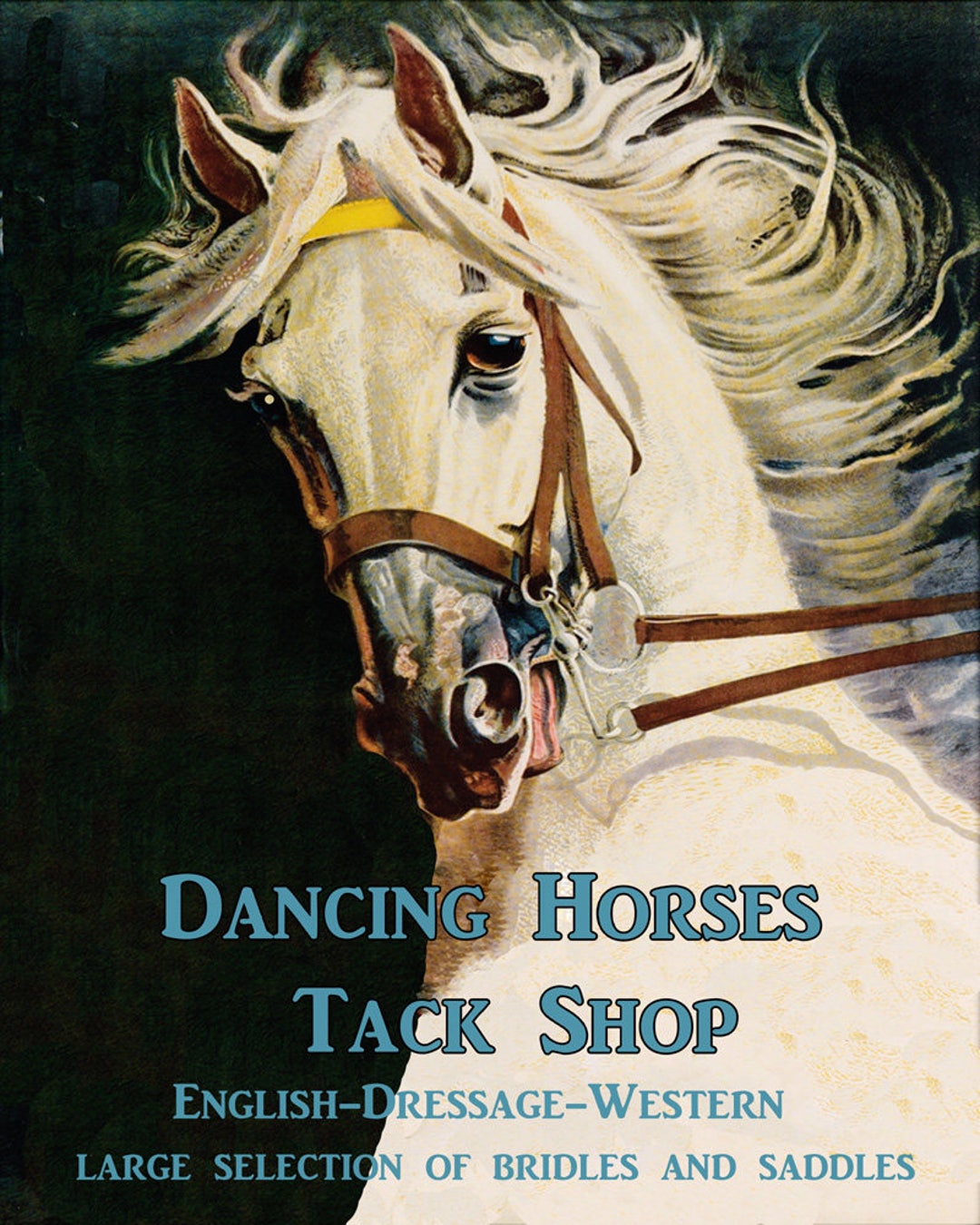 Horse English Dressage Western Bridles Saddles Tack Shop Ad Vintage ...