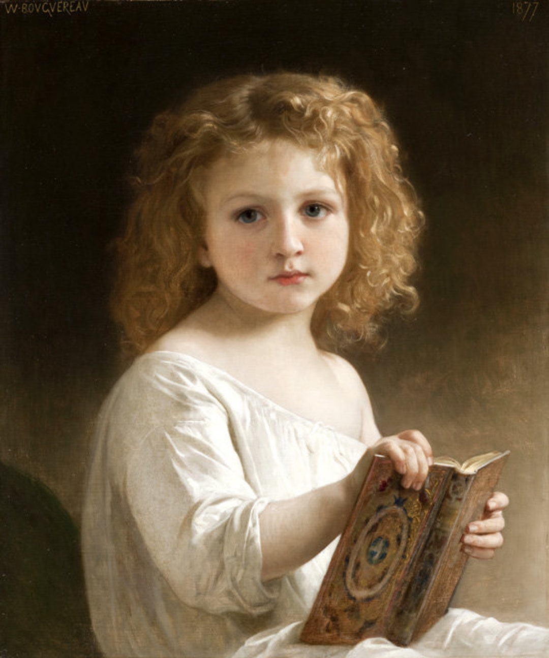 Young Girl Reading the Story Book 1877 Painting by William-adolphe ...