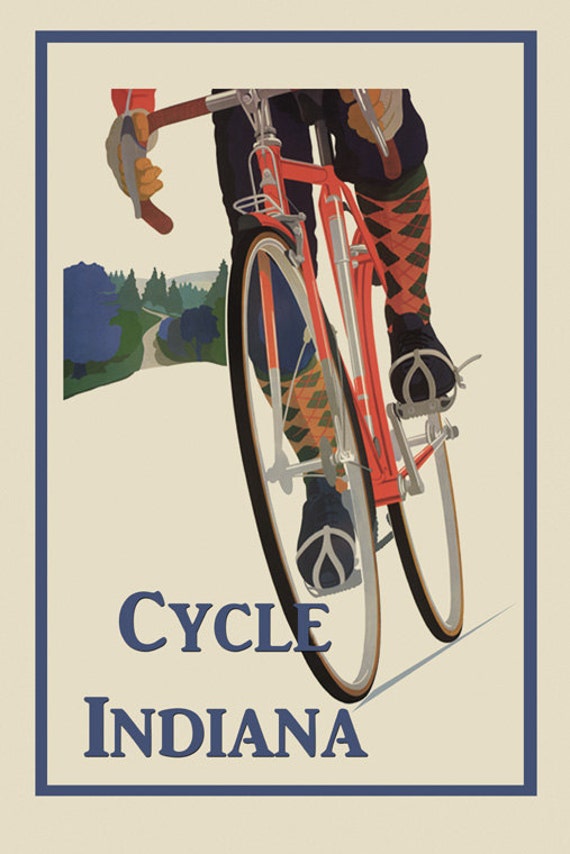 Bike Indiana Bicycle Cycle American Sport Vintage Poster Repro - Etsy