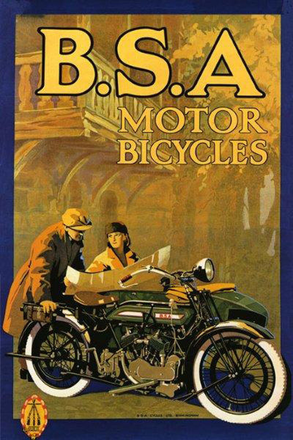 Motorcycle BSA Bike Cycles Motor Couple Reading Map Travel - Etsy
