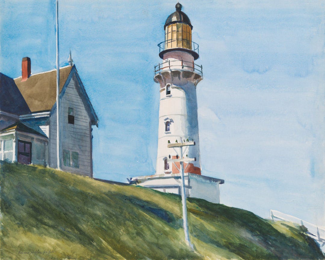 Light at Two Lights Lighthouse by Edward Hopper Fine Art Repro on Matte ...