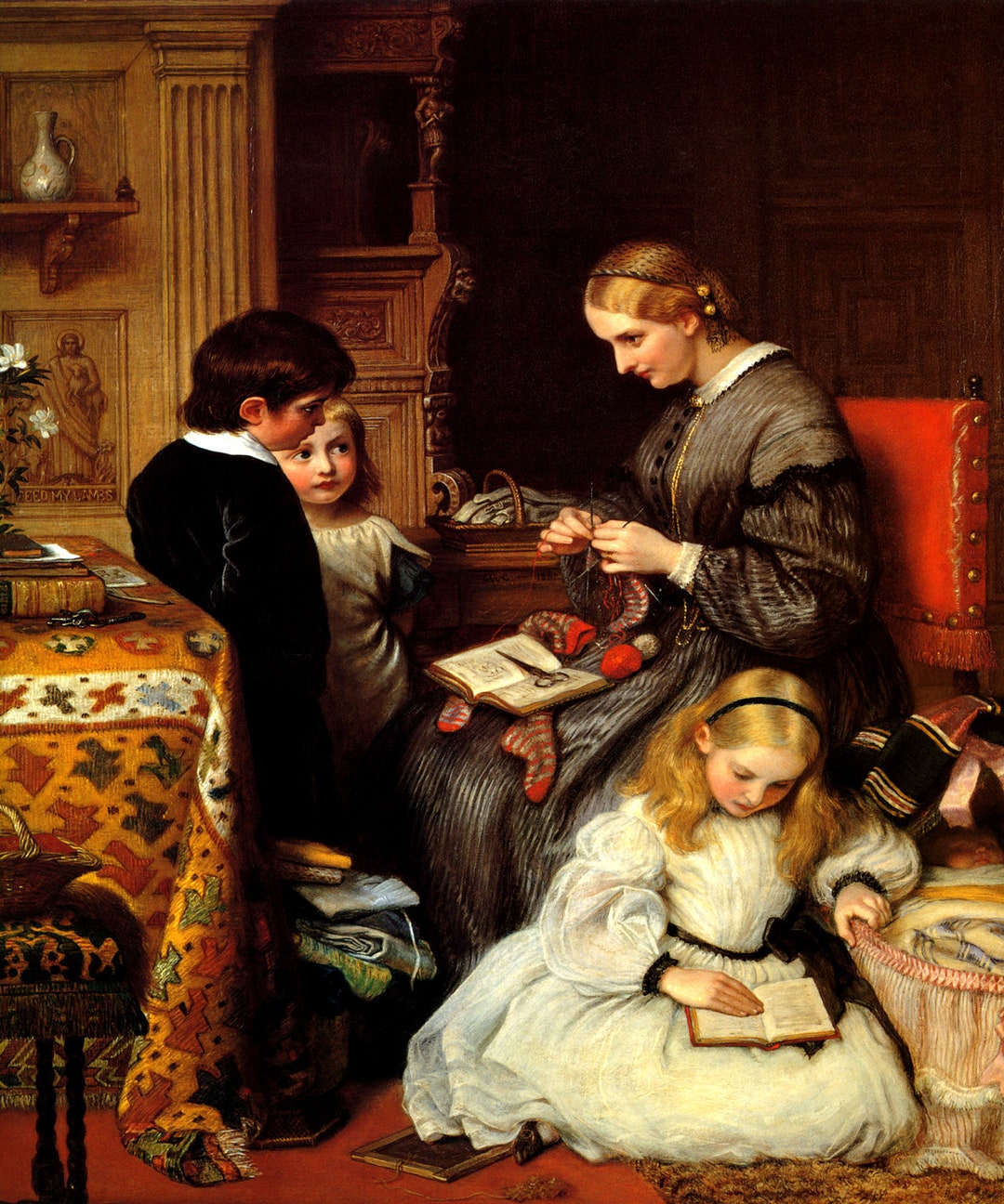 Companion of Manhood by George Elgar Hicks Mother Boy Baby Girls ...