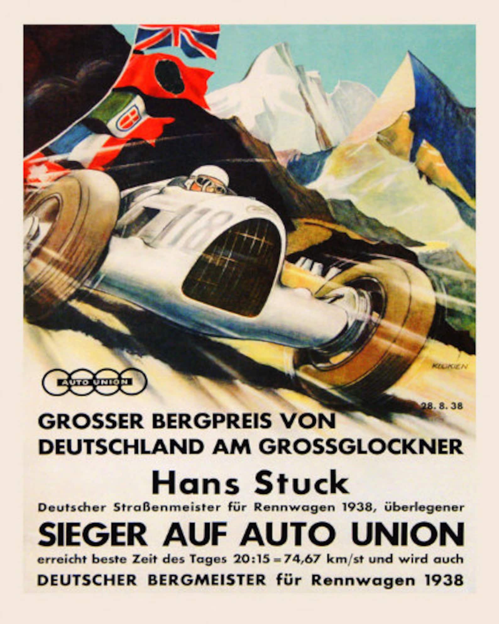 Car Racing 1938 Hans Stuck Germany Race Grand Prix German European ...