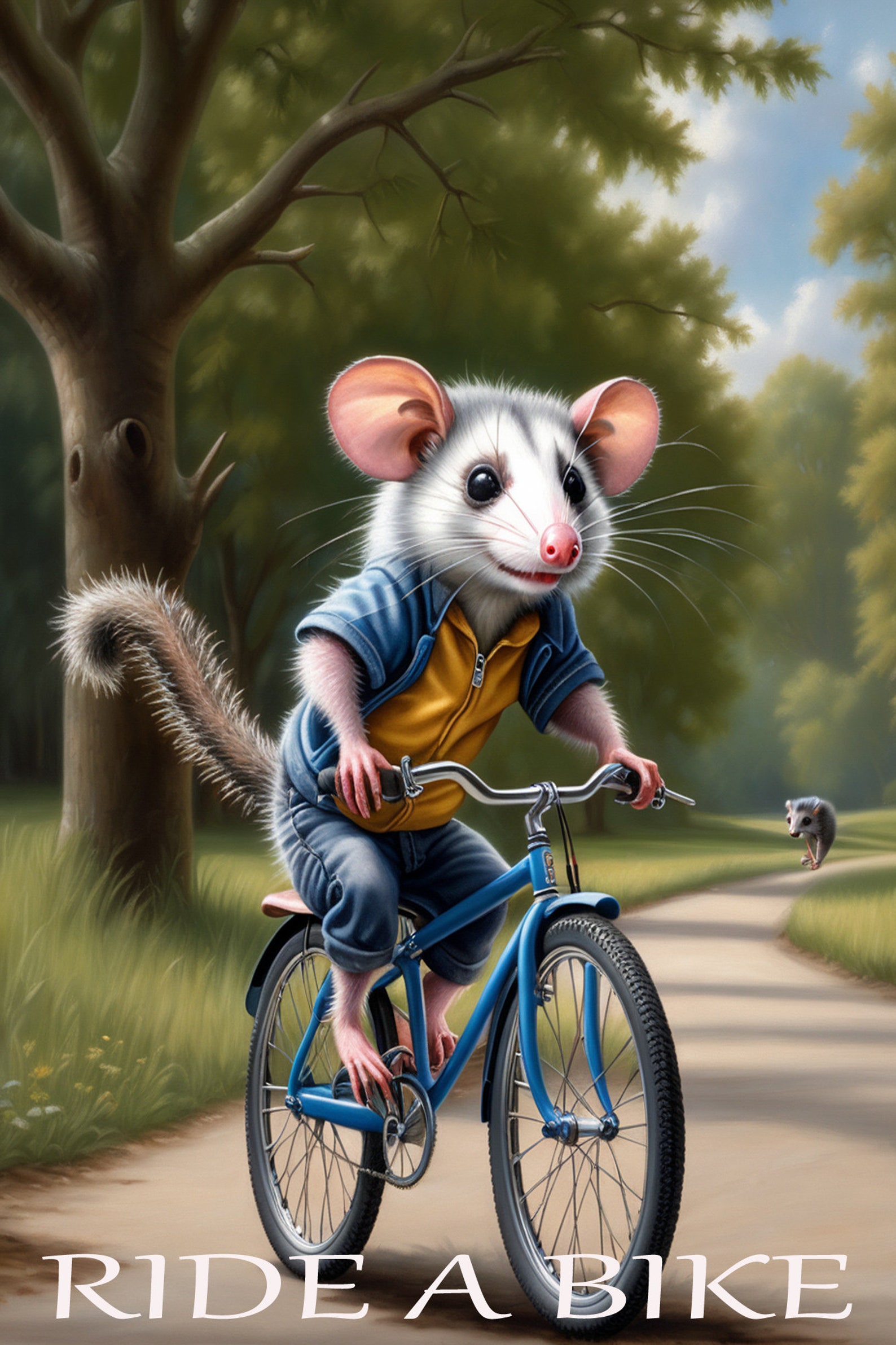 Ride a Bike Little Mouse Bicycle Riding Cycling in the Woods Cycle Too ...