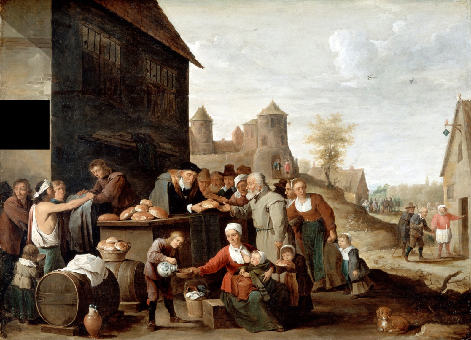 The Seven Corporal Works of Mercy Bread Clothes Helping People Painting ...