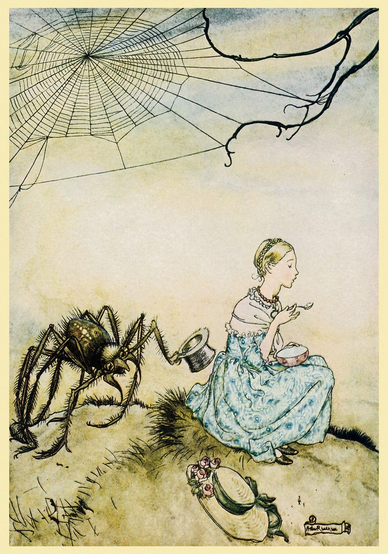 Poster Little Miss Muffet Eating Her Curds Big Spider Nursery Rhyme ...