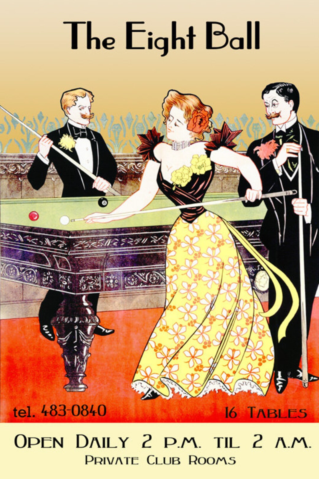 Sports Pool Lady Men Playing Pool Table Billiard the Eight Ball Private ...