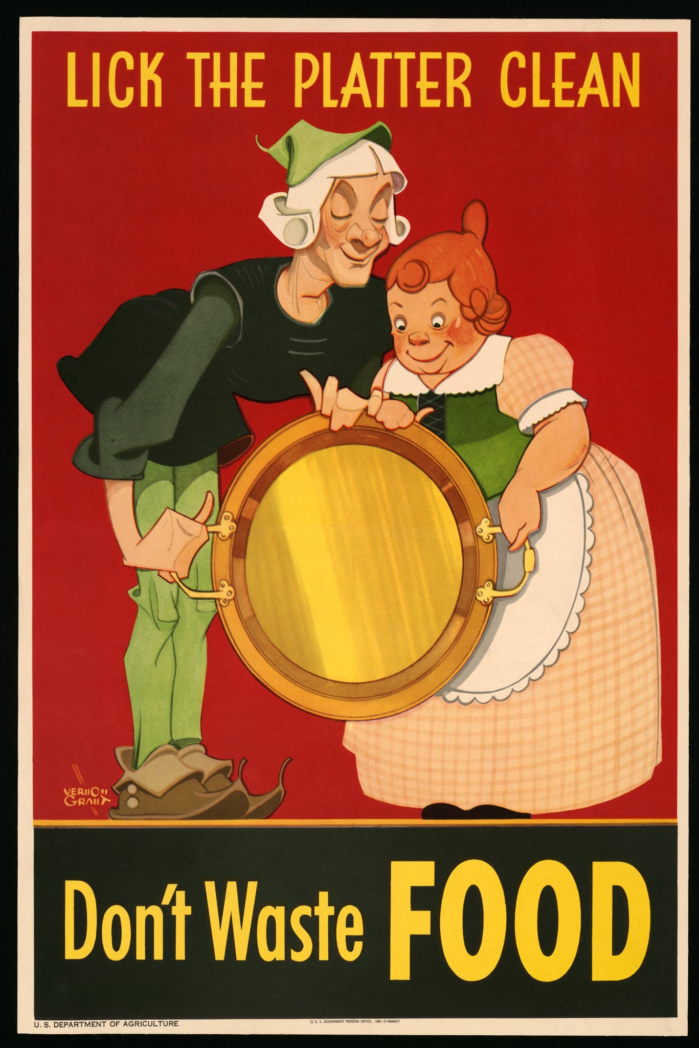 Lick the Platter Clean Don't Waste Food Vintage Poster Repro on Matte ...