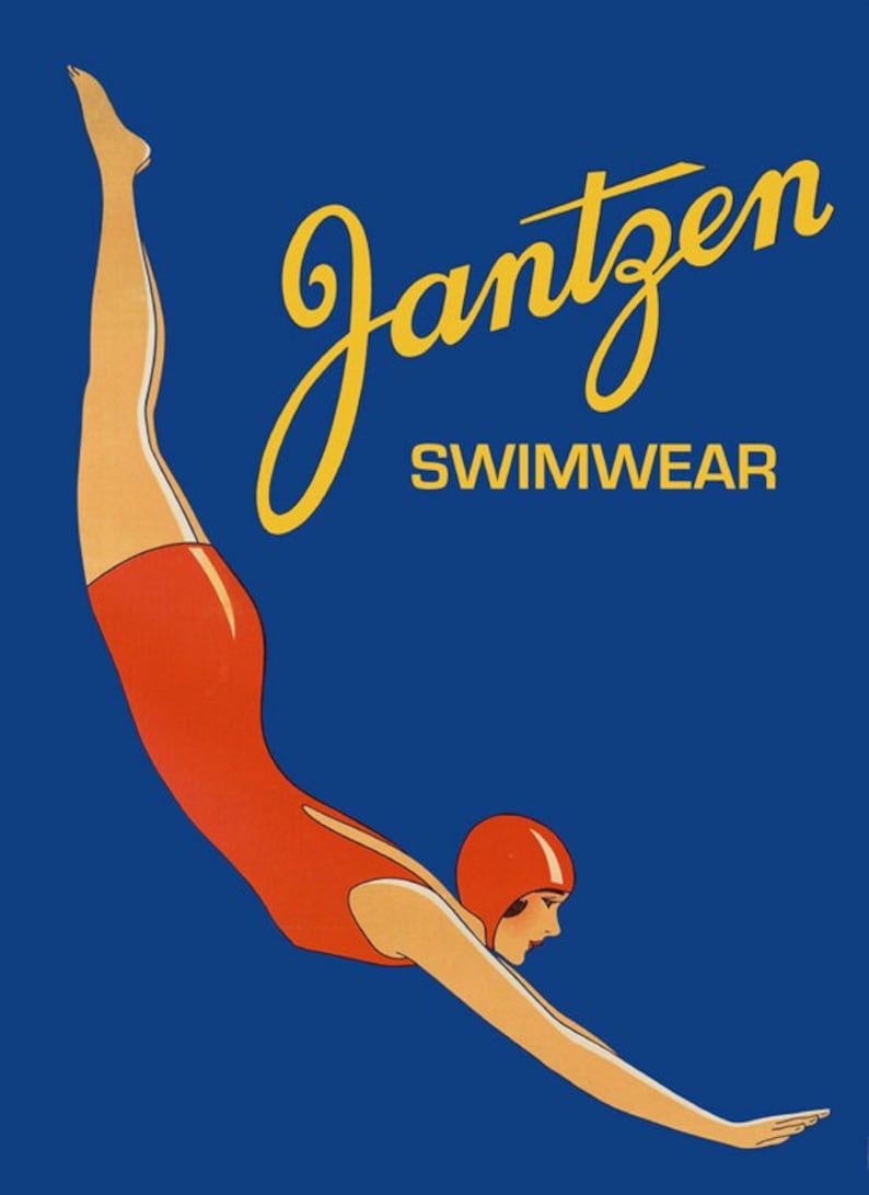 Fashion Swimwear Beachwear Lady Jantzen Swim Sport Vintage Poster Repro ...