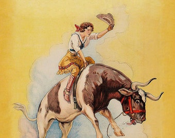 Vintage Bull Riding Poster - Etsy