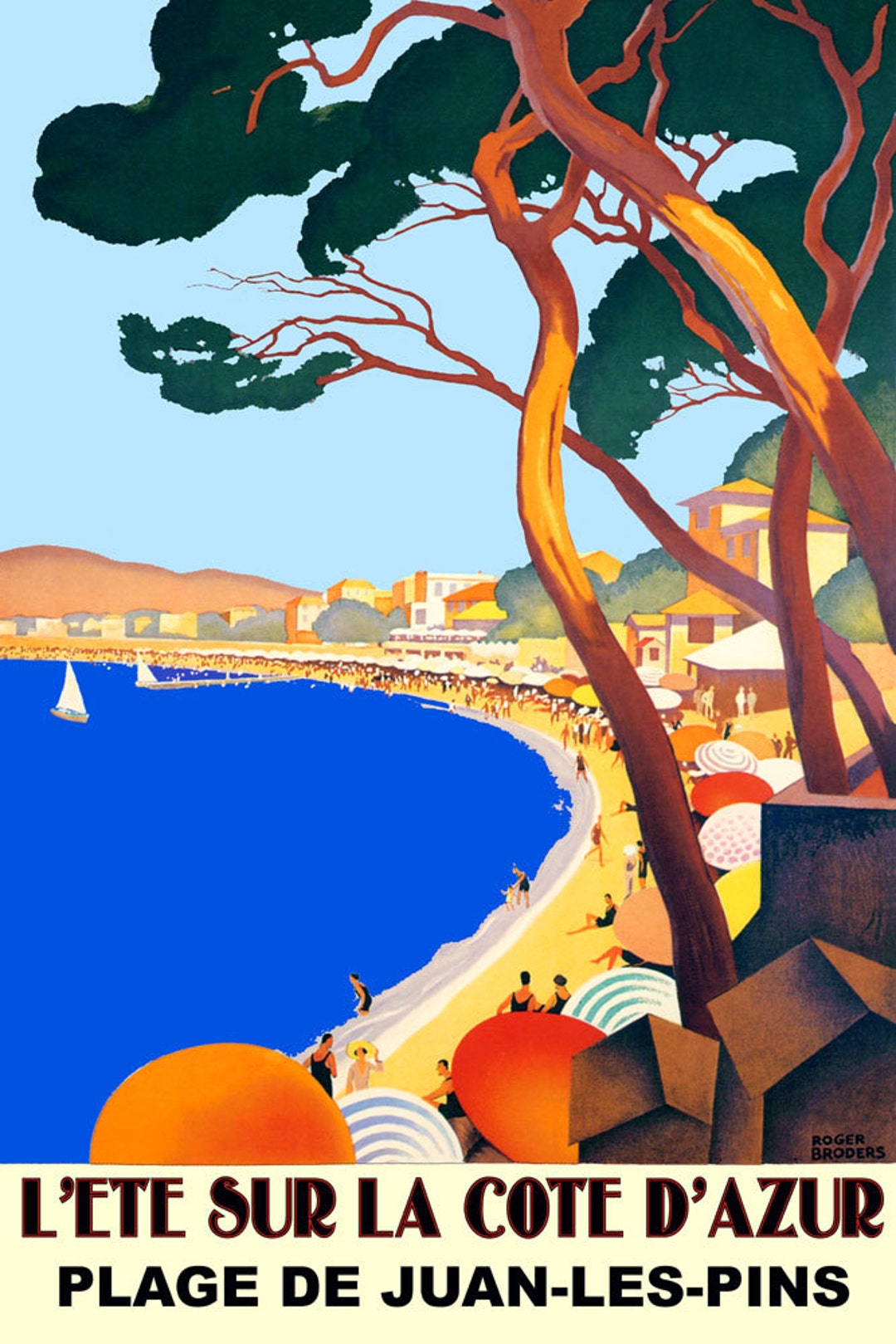 France Lete Sur La Cote Dazur Plage De Juan Les Pins Sailboat French