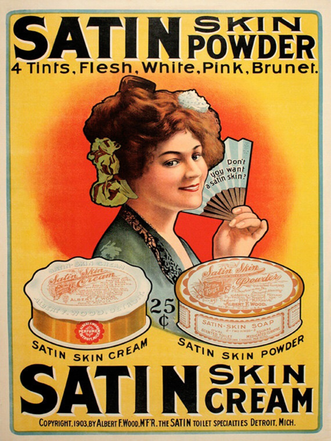 Cosmetic Ad Fashion Lady Satin Skin Powder Cream Beauty American ...