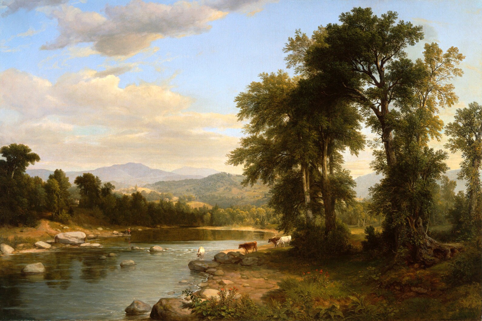 A River Landscape 1858 Cattle Fishing Flowers Mountains - Etsy