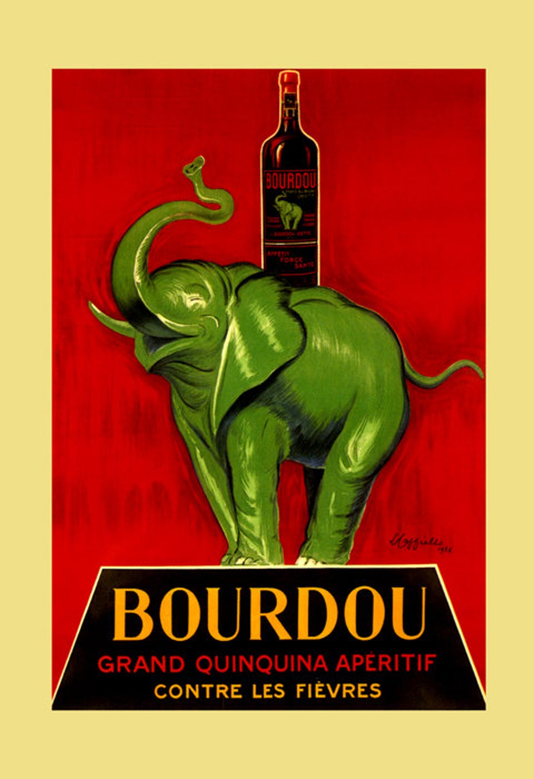 Bar Green Elephant Bourdou Grand Quinquina Aperitif by Cappiello French ...