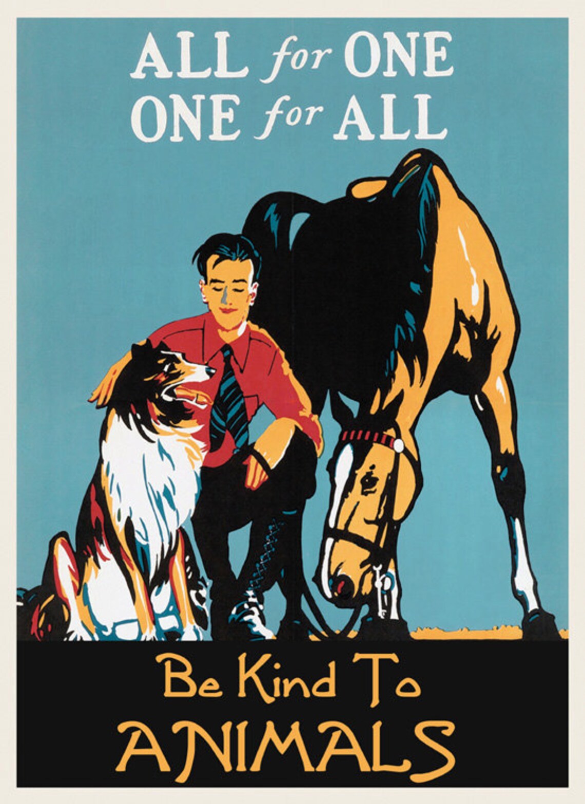 Dog Horse Boy All for One One for All Be Kind to Animals | Etsy