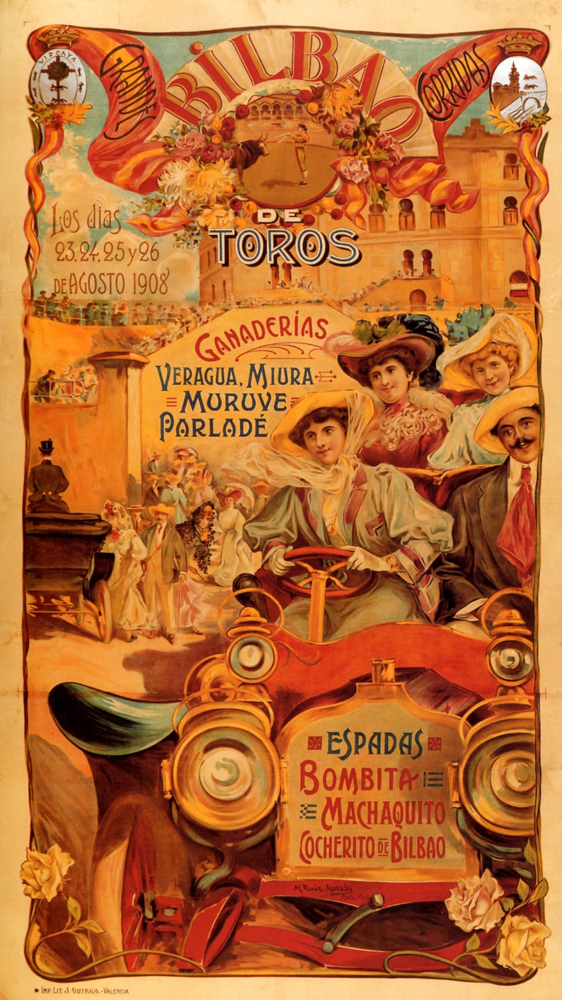 Corridas De Toros Bilbao 1908 Spanish Fiestas Bullring Bullfight Travel ...