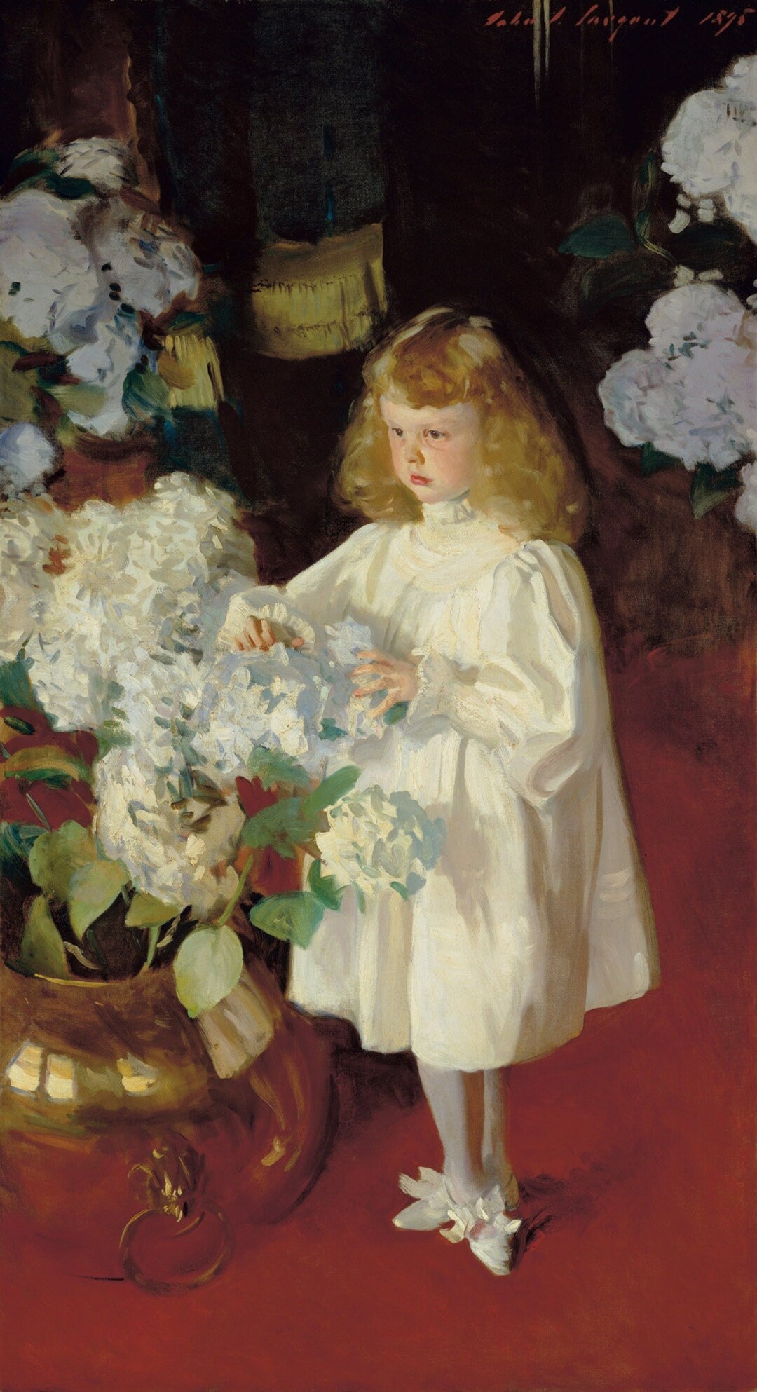 Portrait of Girl Helen Sears With Flowers Great Quality Painting by ...
