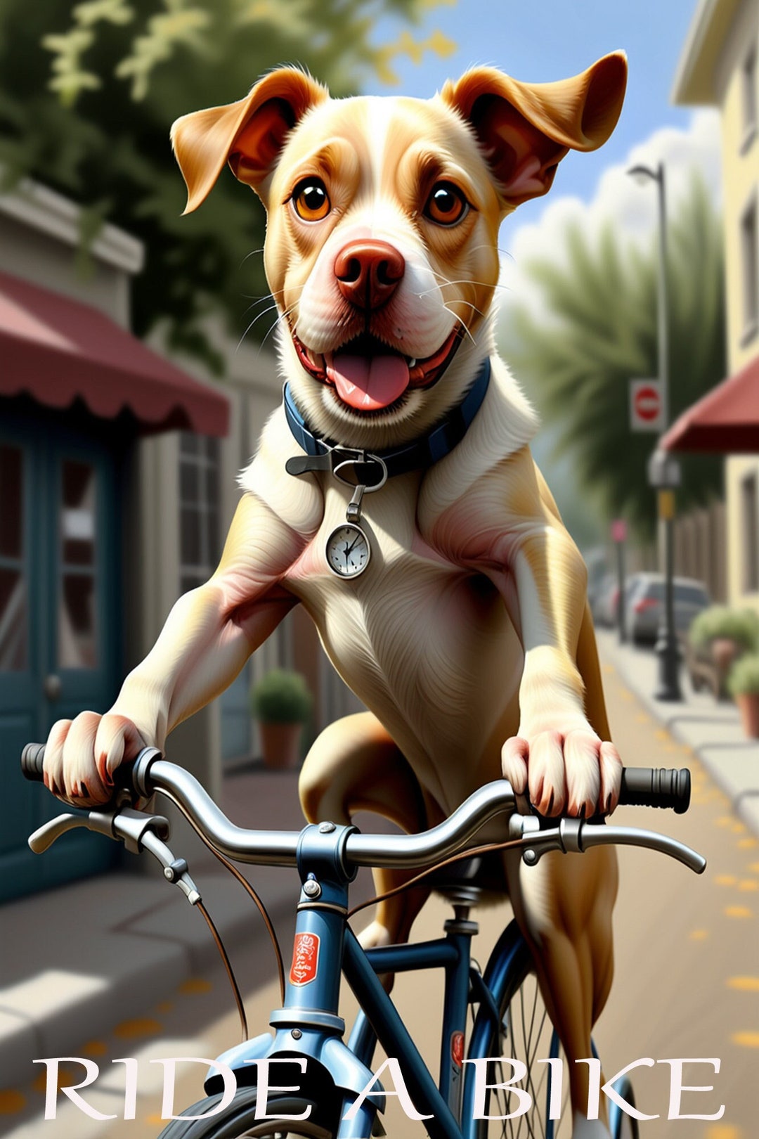 Ride a Bike Dog Watch on Collar Bicycle Riding Cycling in City Cycle ...