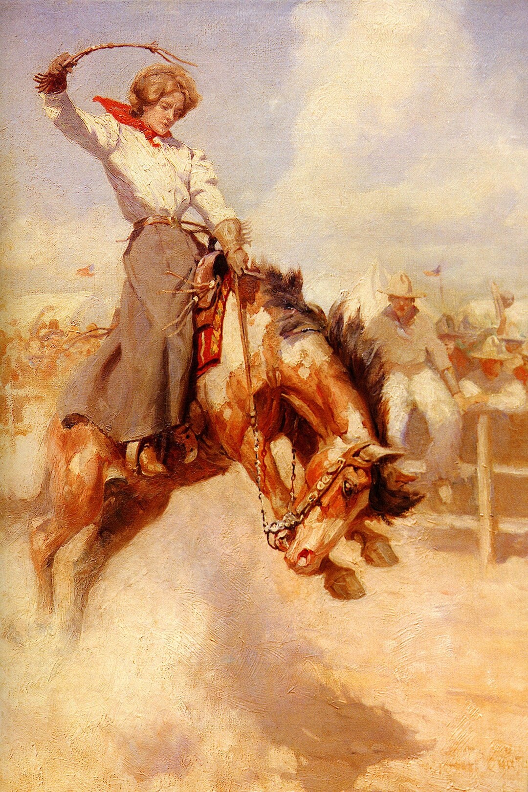 Rodeo Rider Girls Cowgirl Bronc Riding American Painting by William ...