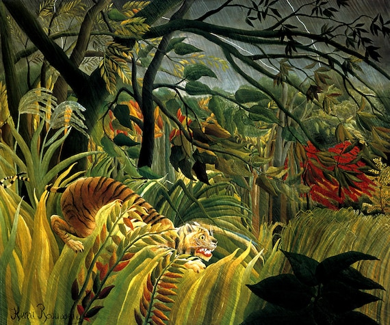 Tiger in a Tropical Storm Pounce on Its Prey Surprised | Etsy