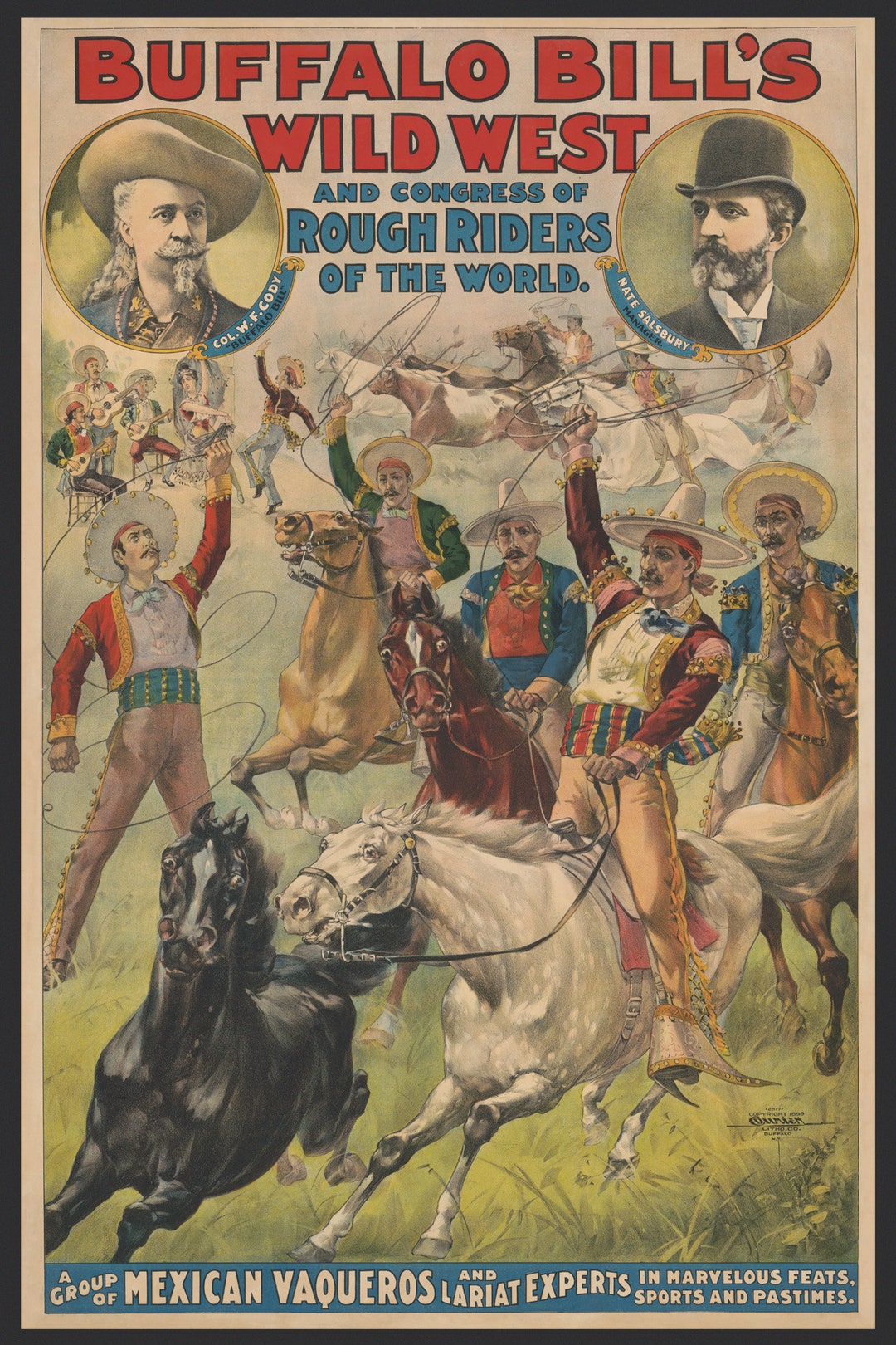 Buffalo Bill's Wild West Rough Riders Mexican Vaqueros Cows Horses ...