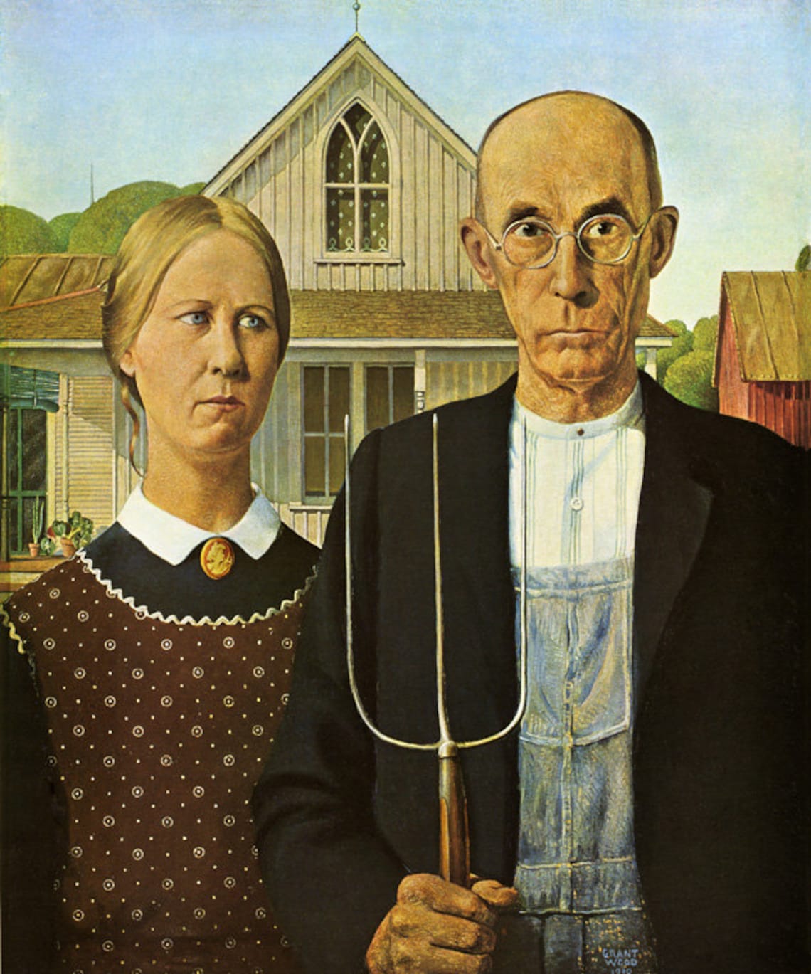 American Gothic 1930 by American Painter Grant Wood USA Fine Art Poster ...
