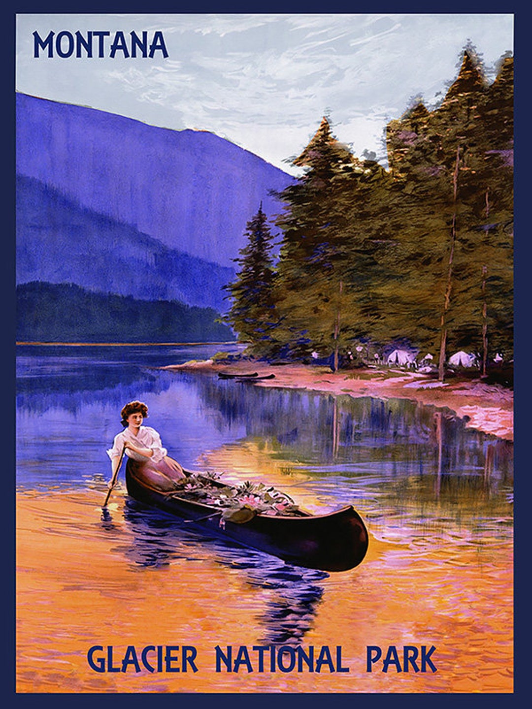 Montana Lady Canoe Glacier American National Park Usa Travel Tourism ...
