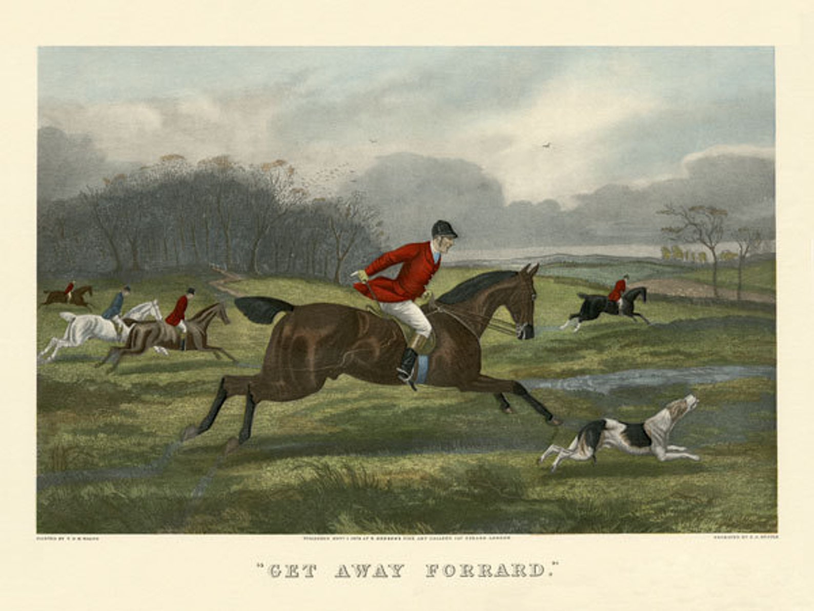Horse Fox Hunting Scene With Dogs Get Away Forrard Fine Art - Etsy