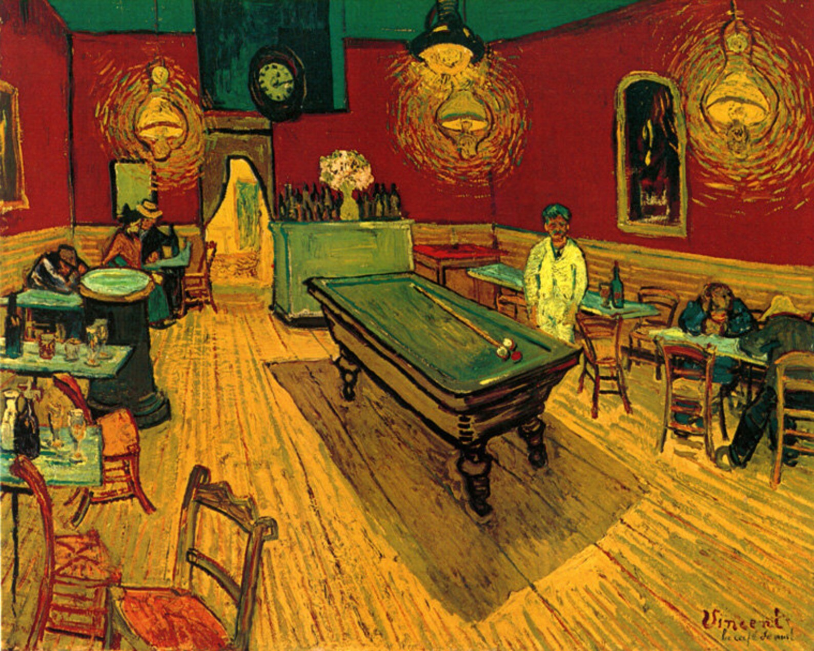 Van Gogh 16" X 20" Billiard Pool Table Game Bar Restaurant Vintage ...