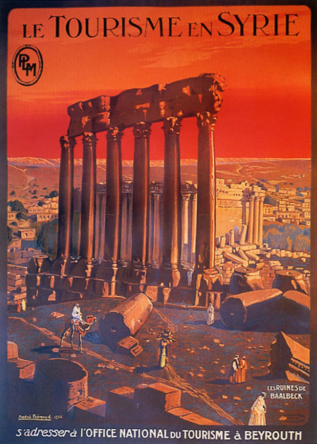 Tourism in Syria Ancient Ruins of Palmyra Travel Vintage Poster ...