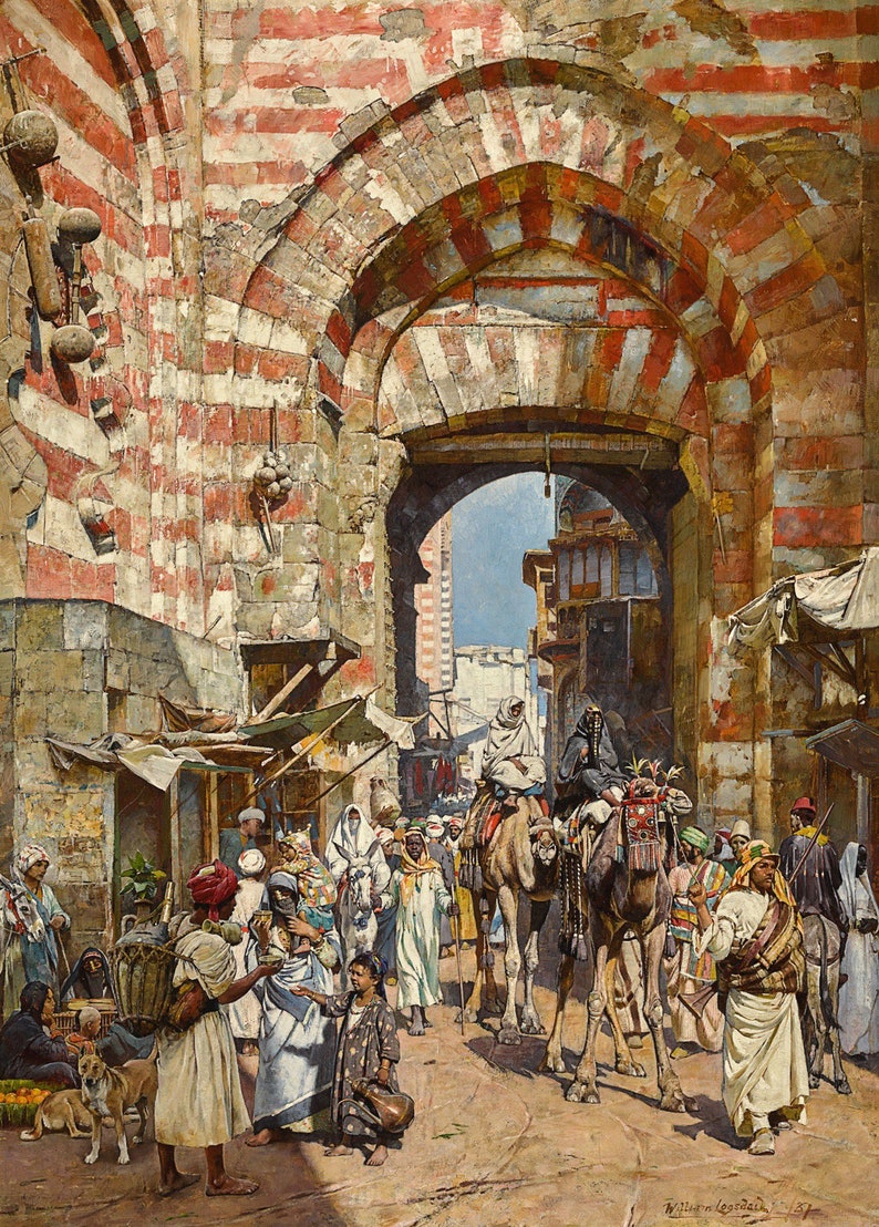 The Gates of the Khalifa Cairo Egypt 1887 Orientalism Painting - Etsy