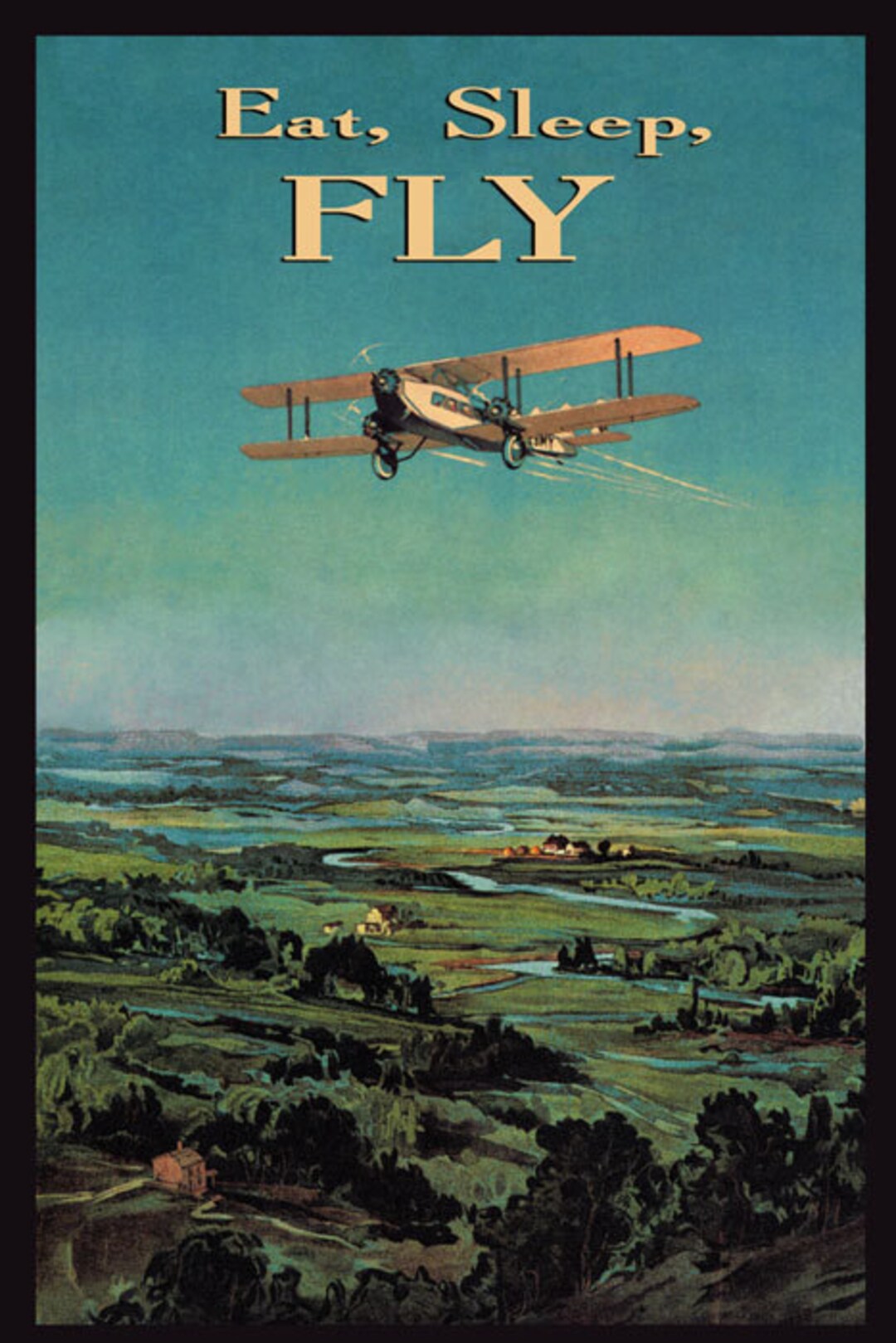 Plane Eat Sleep Fly Flying an Airplane Aviation American Sport Vintage ...