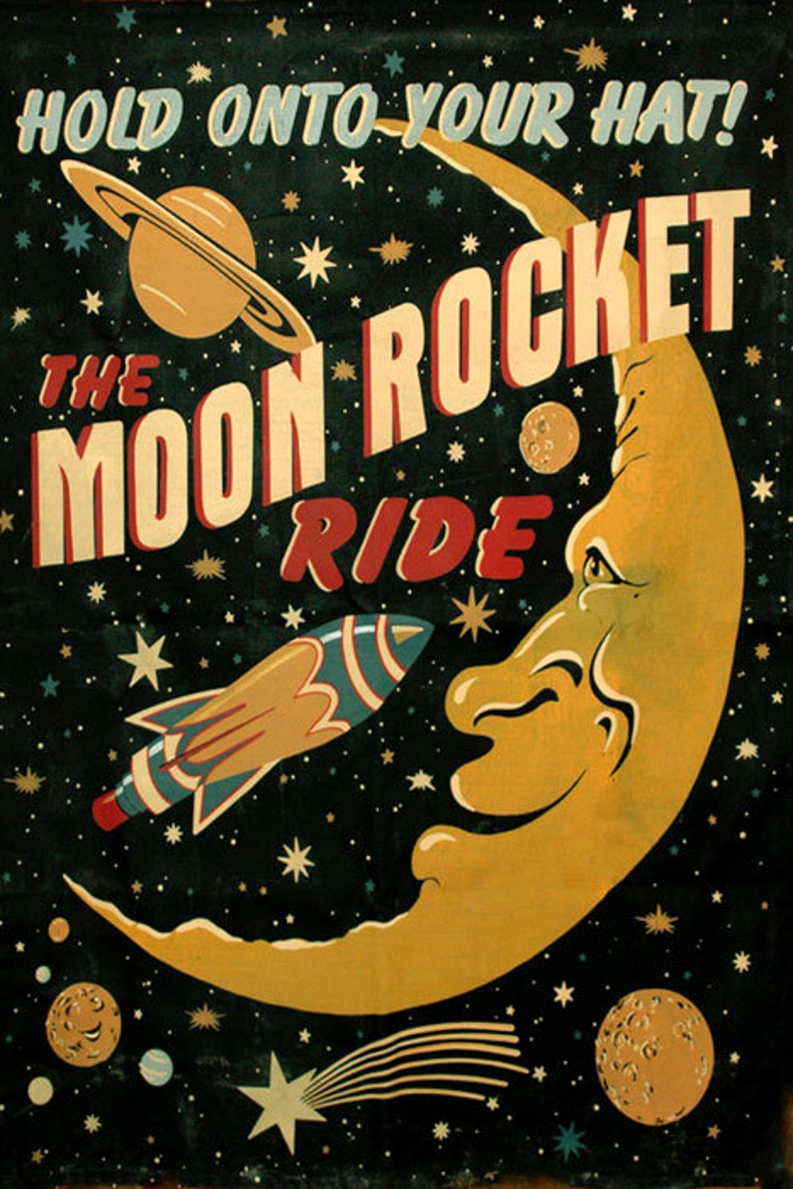 Sci-fi Moon Saturn Comet Rocket Spaceship Astronaut Travel Space ...