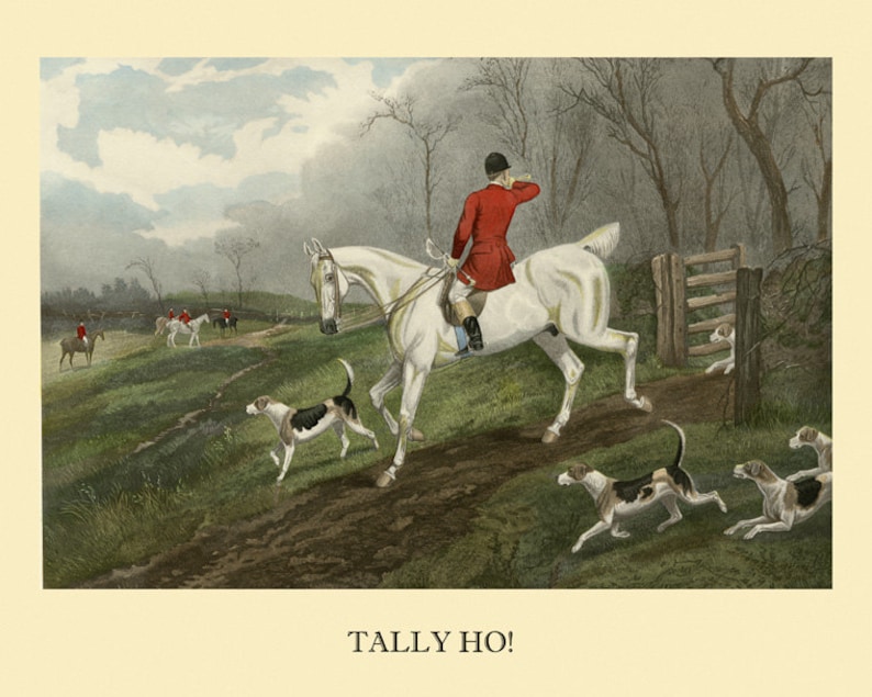 Horse 16x20 Fox Hunting Tally Ho Man Hounds | Etsy