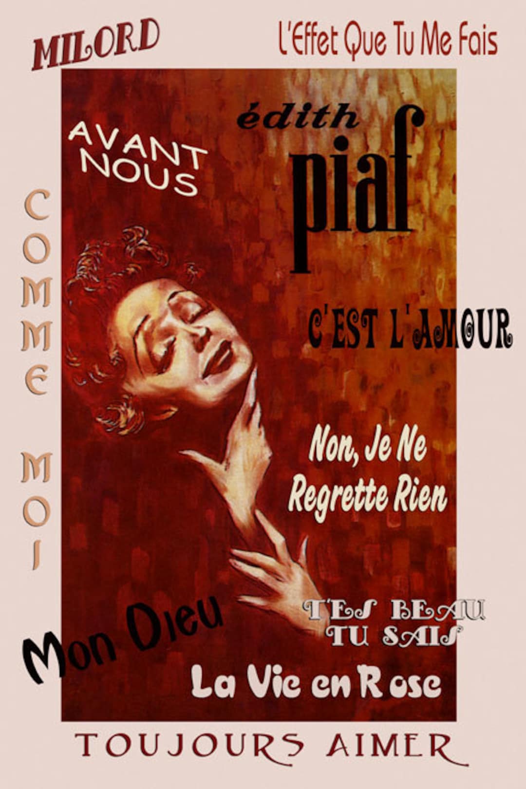 Music Edith Piaf Portrait French Cabaret Singer Shows France Vintage ...