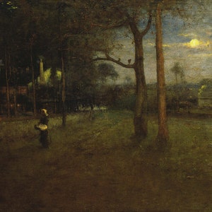 George Inness Moonlight Tarpon Spring Fire Wood Florest Landscape Repro ...