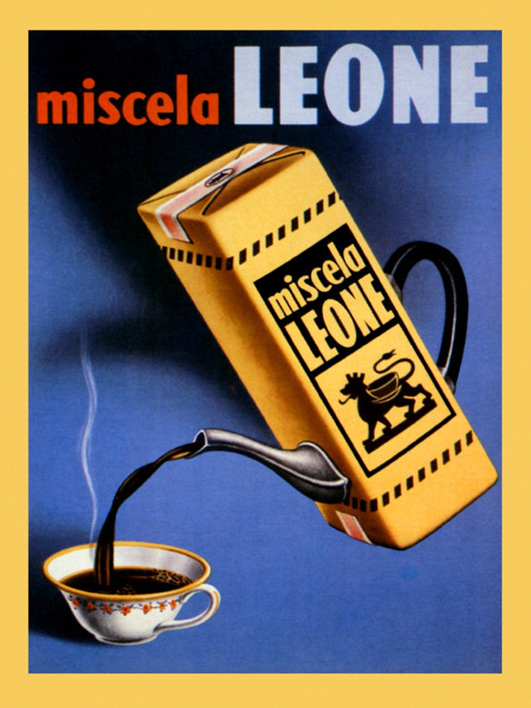 Food Coffee Pot Miscela Leone Lion Cafe Kitchen Art Breakfast Vintage ...
