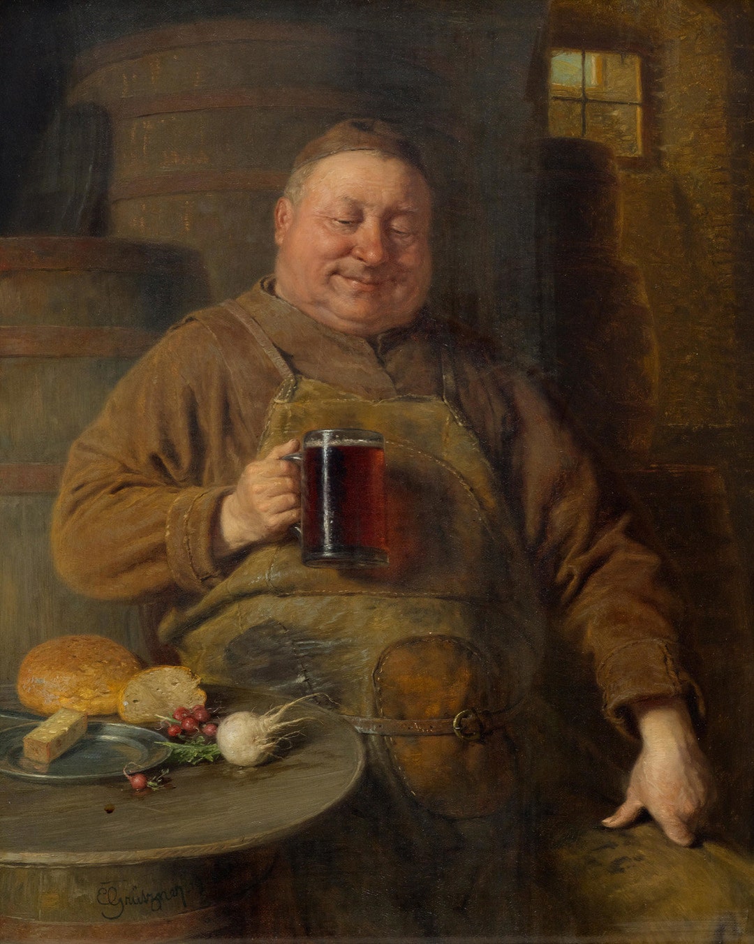 Snack Break at the Monastery Monk With Big Mug of Beer 1912 Painting by ...